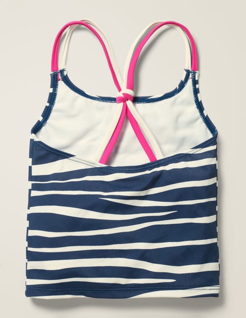 Patterned Tankini Top - Deep Sea Blue Zebra Stripe | Boden US