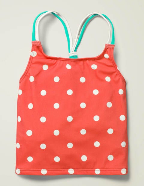 Patterned Tankini Top - Sunset Red/Ivory Spot | Boden UK