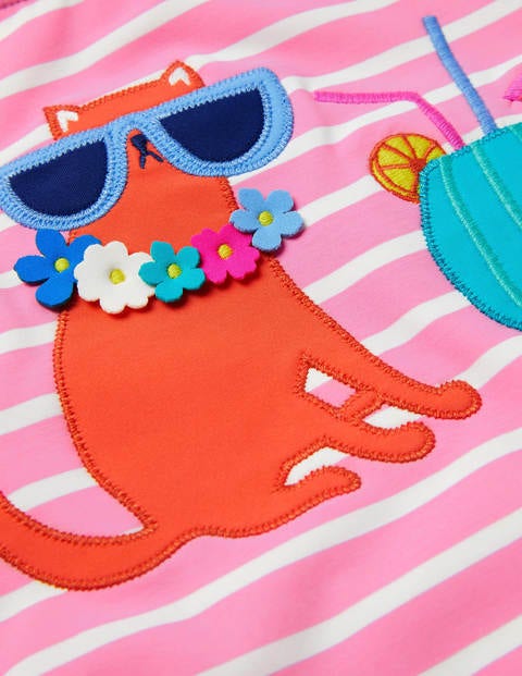 Racerback Logo Swimsuit - Plum Blossom Pink/ Ivory Cat | Boden EU