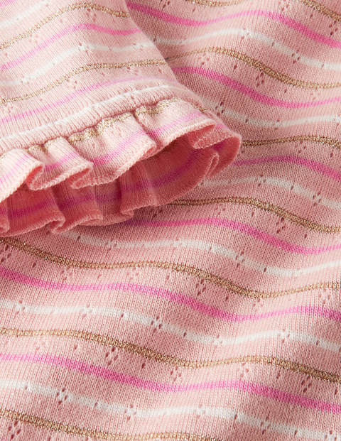 Sparkly Ruffle Pointelle Top - Provence Pink/ Gold | Boden UK