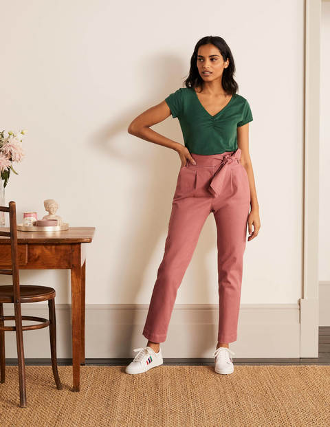 Supersoft Ruched V-Neck Top - Palm Leaf | Boden UK