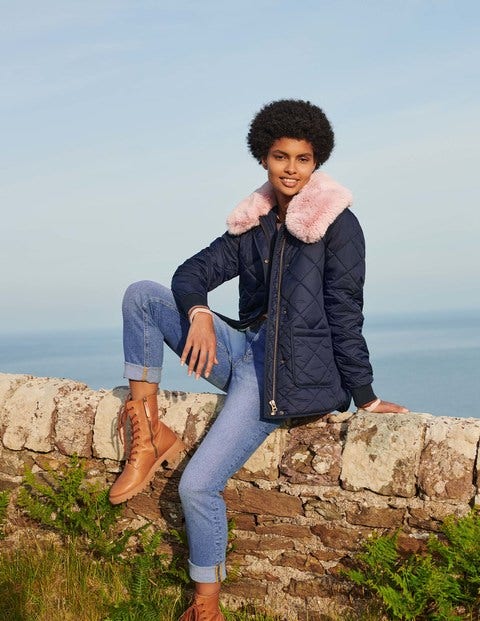 Hollie Quilted Jacket - Navy | Boden UK