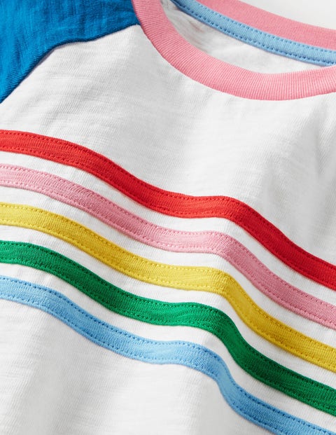 Slub Raglan T-shirt - Bright Marina Blue Rainbow | Boden UK