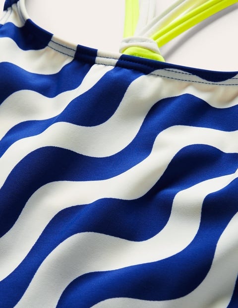 Patterned Tankini Top - Ivory/Blue Wave | Boden UK