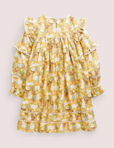 Printed Woven Dress - Honeycomb Yellow Bunnies | Boden AU