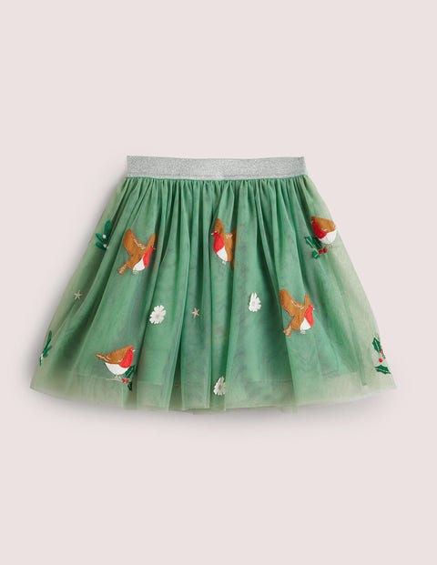Tüllrock mit Applikation - Zultanitgrün, Rotkehlchen | Boden DE