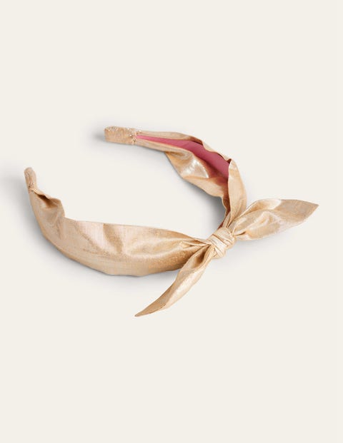 Knot Bow Headband - Gold | Boden UK