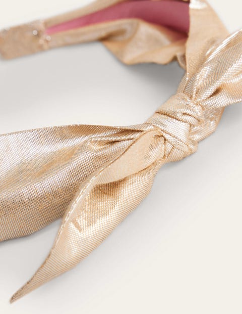Knot Bow Headband - Gold | Boden UK