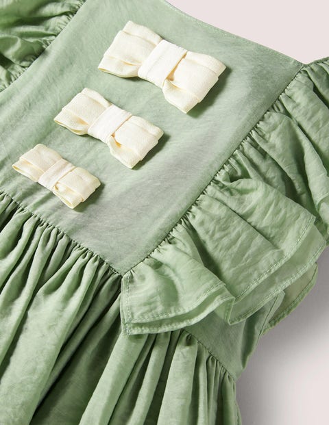Green Organza Bow Party Dress - Csarite Green Gold Bows | Boden UK