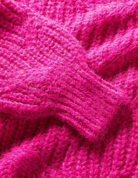 Chunky Cable Roll Neck Dress - Shocking Pink | Boden UK