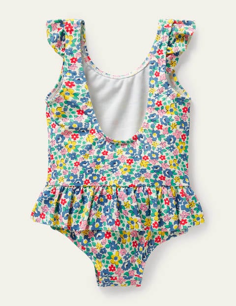 Pretty Frill Waist Swimsuit - Multi Spring Floral | Boden UK