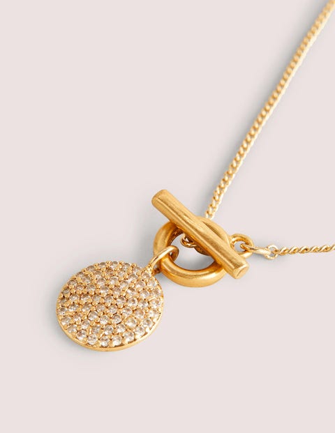 Collier avec pendentif pavé - Doré | Boden FR