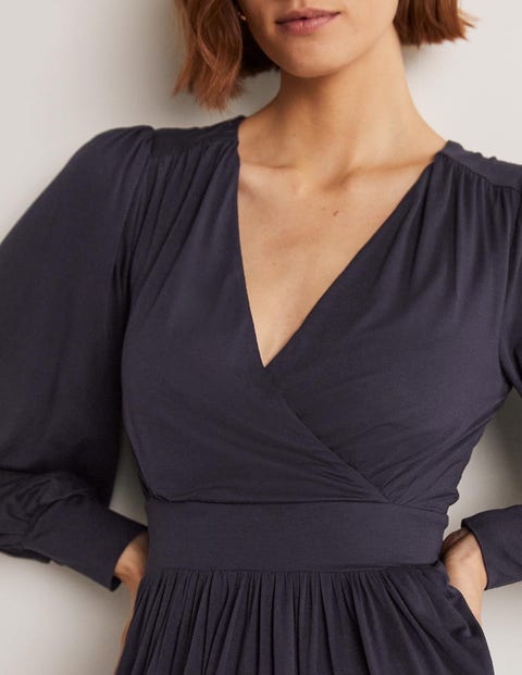 Fixed Wrap Jersey Midi Dress - Navy | Boden UK