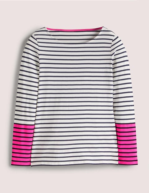 Ella Long Sleeve Breton - Neon Pink Stripe | Boden US
