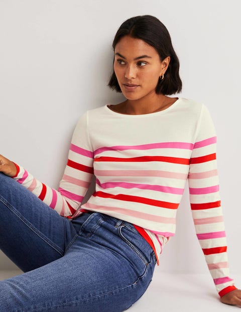 Ella Long Sleeve Breton - Multi Pink Stripe | Boden US