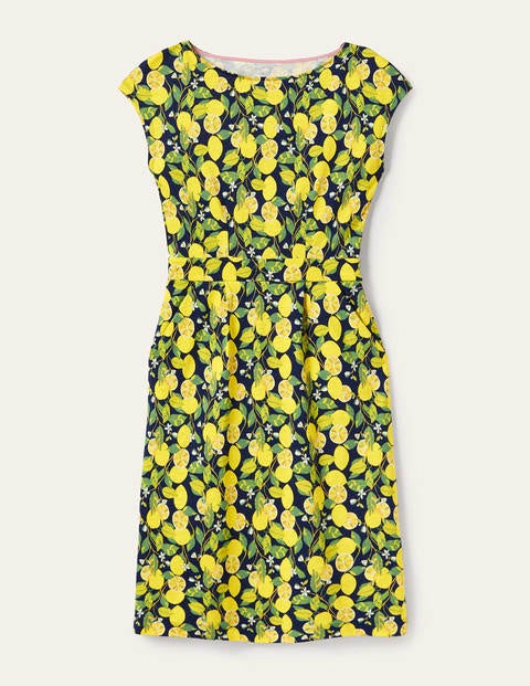 Florrie Jersey Dress - French Navy, Lemon Vine | Boden US