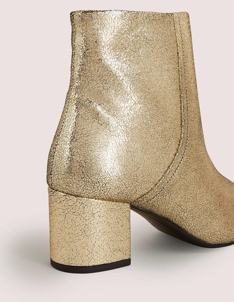 Metallic Leather Ankle Boots - Gold Metallic Leather | Boden UK