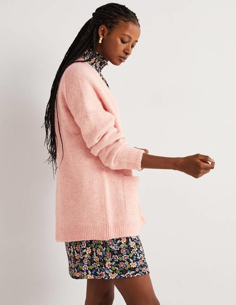 Long Fluffy Cardigan Pink Frosting Boden UK