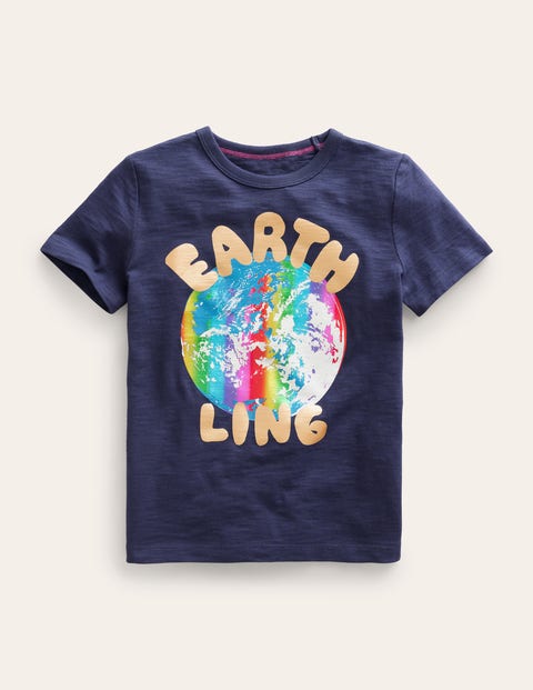 Earth Logo-Print T-Shirt - Bright Navy | Boden EU