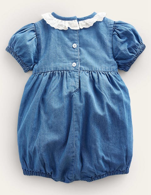 Woven Smocked Romper - Chambray Ducks | Boden US