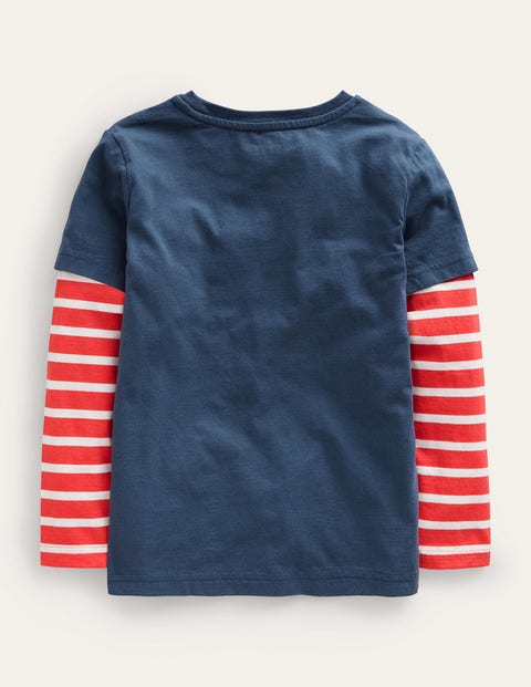 Funny Applique T-shirt - Robot Blue Birds | Boden UK