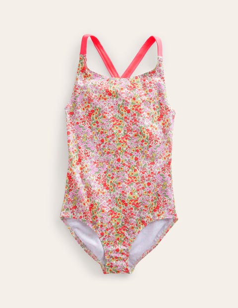 Cross-back Printed Swimsuit - Spring Time Floral | Boden UK