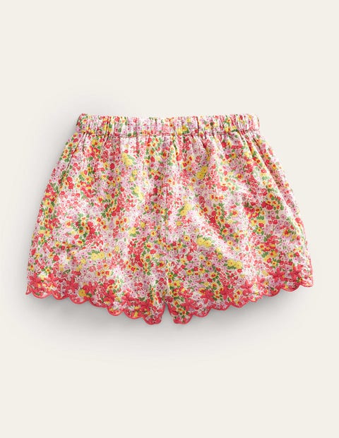 Embroidered Hem Shorts - Peach Punch Floral | Boden UK
