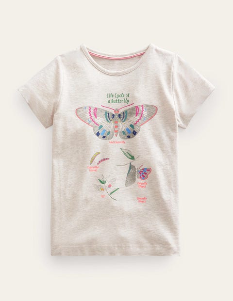 Logo Educational T-shirt - Oatmeal Marl Butterfly | Boden UK