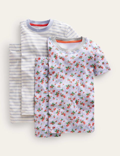 Twin Pack Snug Short Pyjamas - Surf Blue Floral | Boden UK
