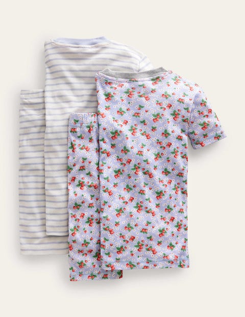 Twin Pack Snug Short Pyjamas - Surf Blue Floral | Boden UK