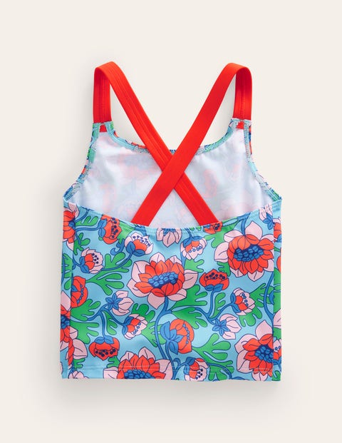 Cross Back Tankini Top - Red Poppy Spring Time Floral | Boden UK