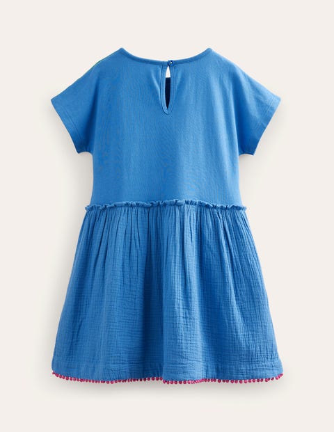 Woven Mix Texture Dress - Elizabethan Blue | Boden UK