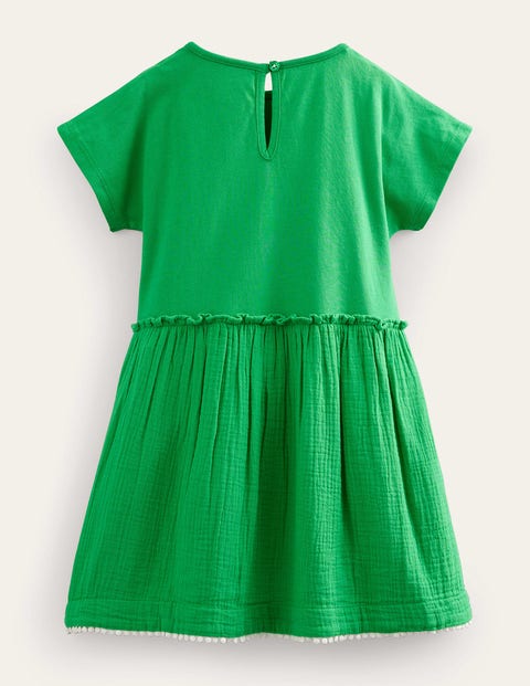 Woven Mix Texture Dress - Bright Green | Boden US