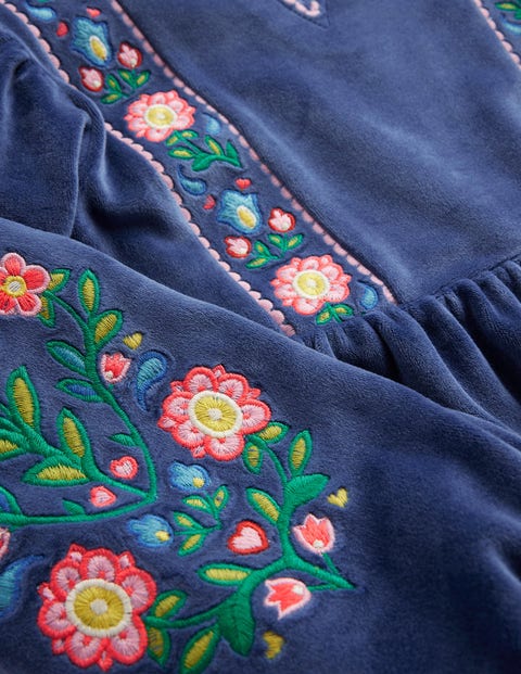 Besticktes Kleid aus Samt - Schuluniform-Marineblau | Boden AT