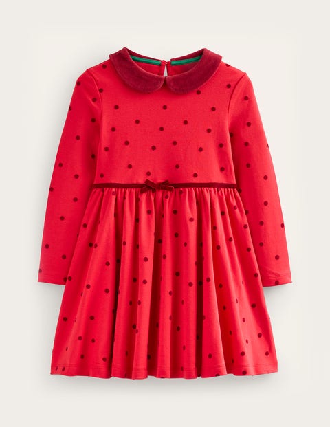 Collared Twirly Dress - Rockabilly Red Confetti Spot | Boden US