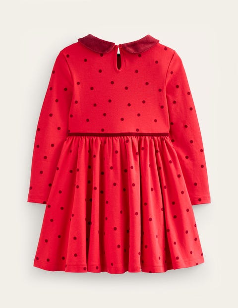 Collared Twirly Dress - Rockabilly Red Confetti Spot | Boden US