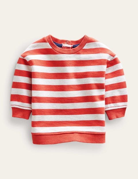 Stripy Sweatshirt - Oatmeal/Red | Boden AU