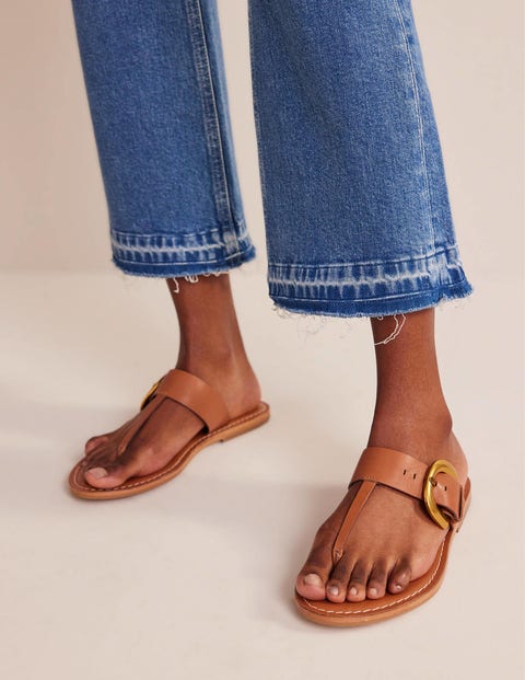 Buckled Toe-Post Sandals - Tan | Boden US
