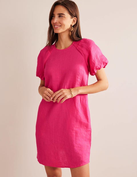 Sleeve Detail Linen Mini Dress Festival Pink Boden Eu