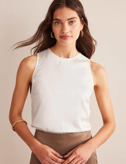 Silk Blend Shell Top - Ivory | Boden US