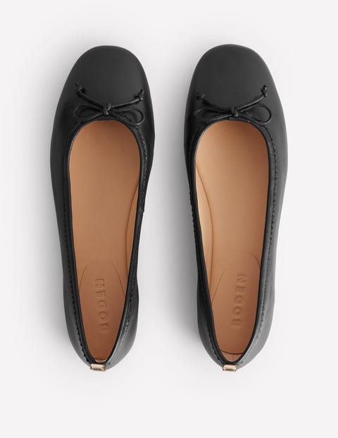 Kitty Flexi Sole Ballet Pumps - Black Leather | Boden UK