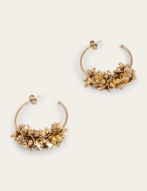 Flower Detail Clustered Hoops - Gold | Boden UK