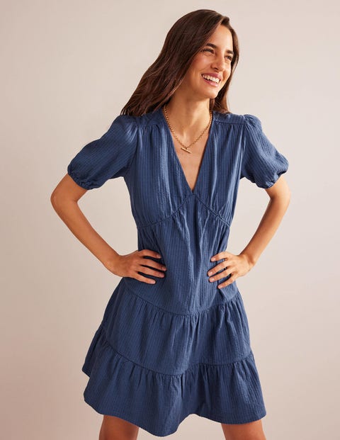 Robe en jersey seersucker - Bleu marine authentique | Boden FR