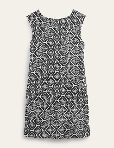Sleeveless Jersey Shift Dress - Black, Botanic Blush | Boden US Sleeveless Jersey Shift Dress - Black, Botanic Blush | Boden US