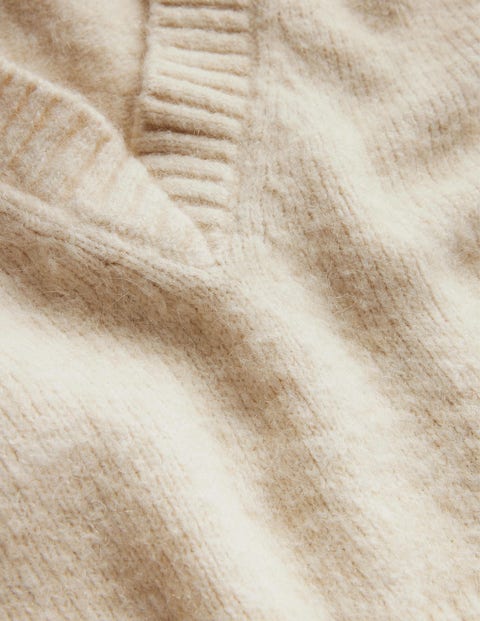 Fluffy Cropped V-Neck Sweater - Rope | Boden US
