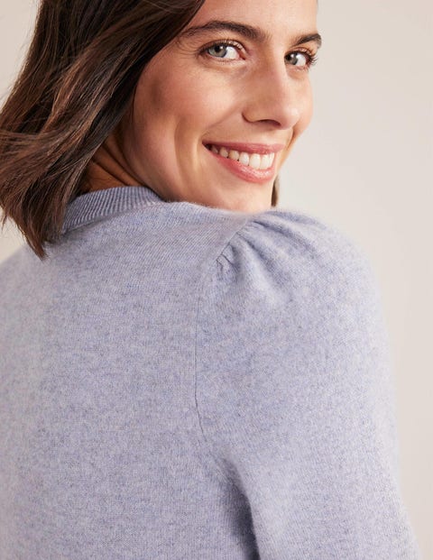 Cashmere Puff Shoulder Sweater - Blue Melange | Boden US
