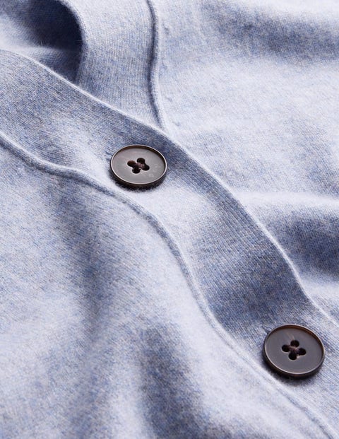 Cashmere V-neck Cardigan - Blue Melange | Boden UK