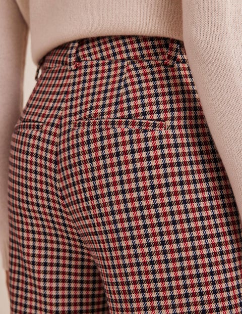 Wide Leg Flared Check Trousers - Check | Boden UK