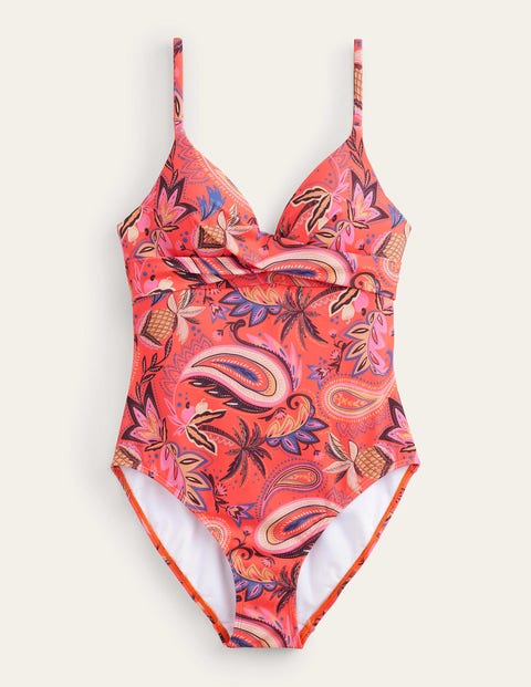 Capri Cup-size Swimsuit - Coral, Paradise Paisley | Boden US