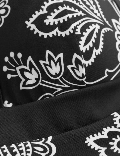 Triangle Panelled Swimsuit Black White Floral Boden Us